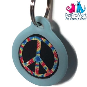 Tie Dye Peace Symbol Pet ID Tag Tag | Designer Art Tags | Peace Sign ...