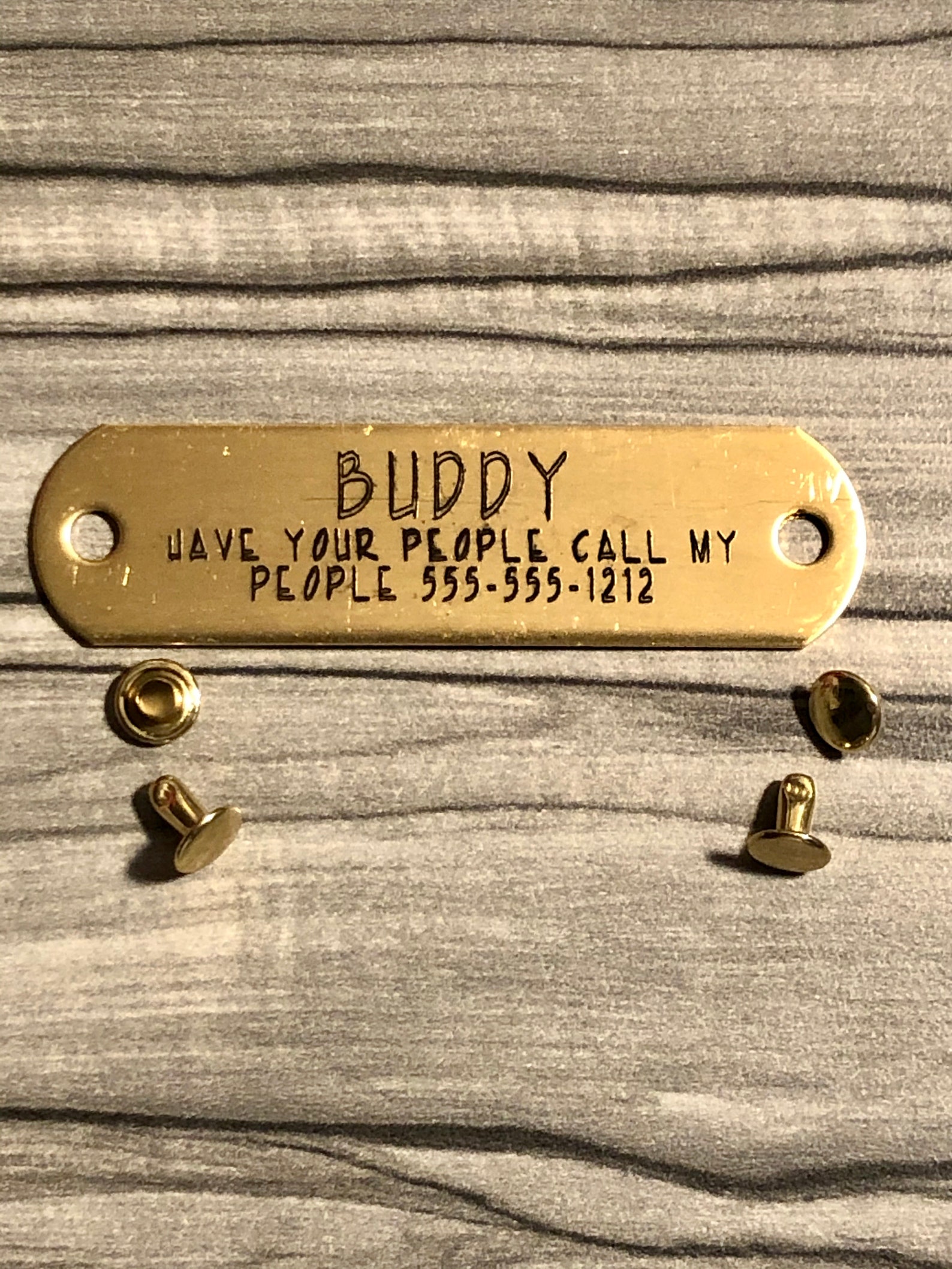 Personalized Brass Rivet Tags Collar Pet ID Tag Dog Tag - Etsy