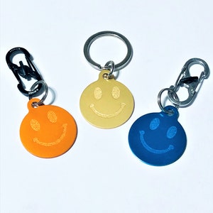 Smiley Face Personalized Dog Tag Cat Tag Pet ID Tags Smiley Key Chain ...