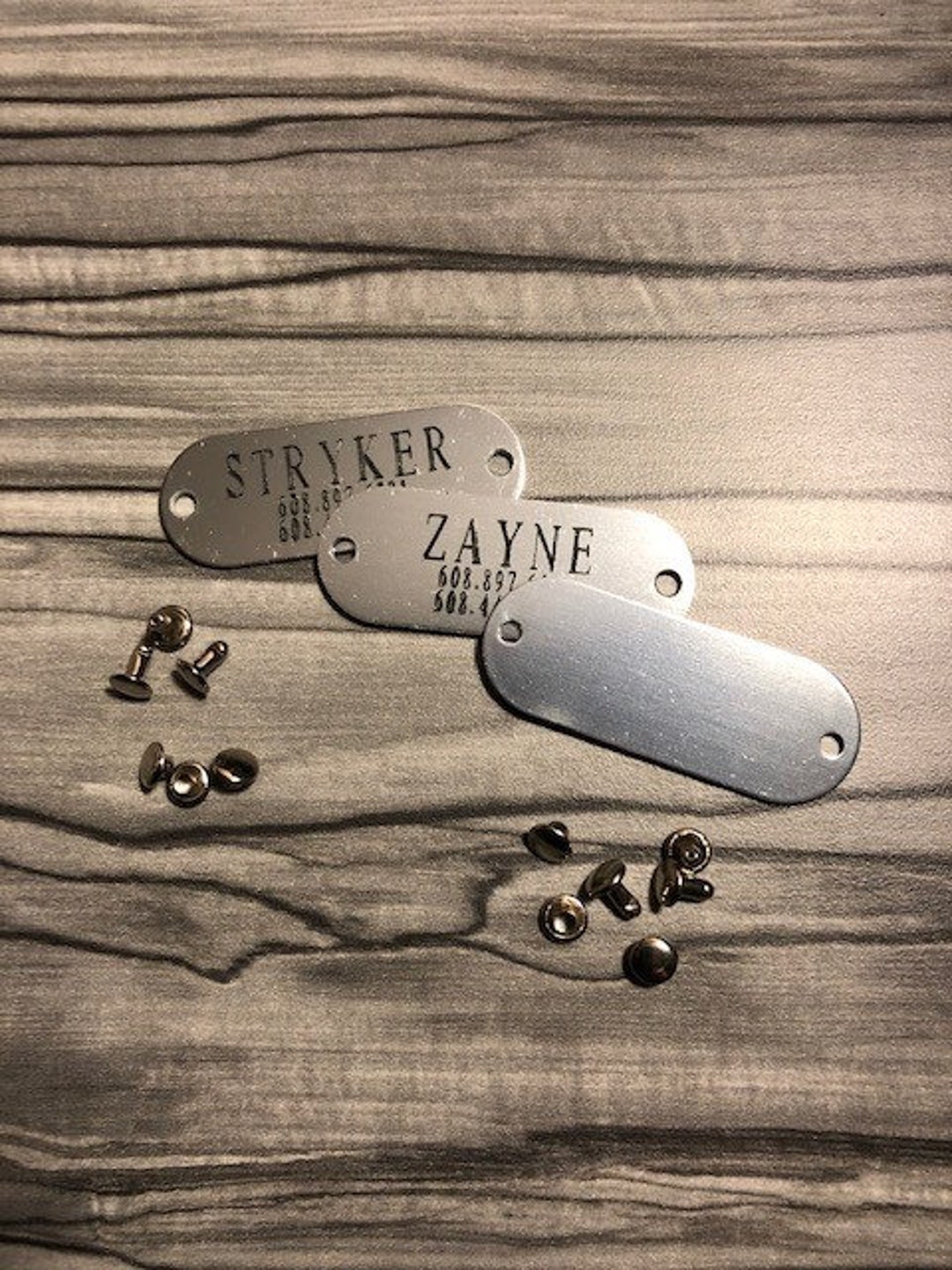 Premium Aluminum Silver Rivet Tags Custom Personalized Diamond ...