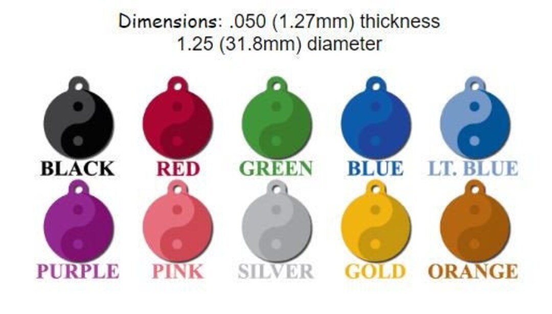 Yin Yang Pet ID Tag | Personalized Dog Cat Tag, Anodized Aluminum - Etsy