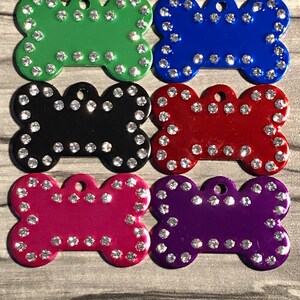 Swarovski Crystals Bone Pet Tags | Designer Pet ID Tags | Crystal Pet ...