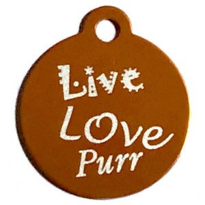 Live Love Purr Circle Cat ID Tag | Personalized Engraved Premium ...