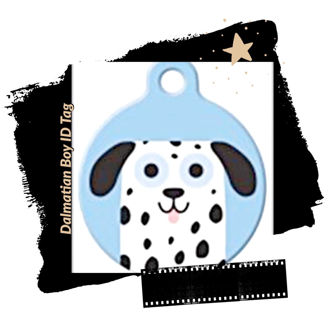 Dalmatian Polka Dot Pet ID Tag Funny Art Tags Blue Boy ID | Etsy