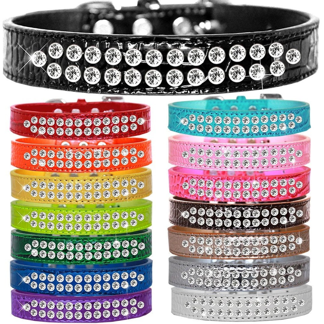 Crystal Jewel Dog, Puppy & Pet Designer Croc Collar, two Row Clear ...