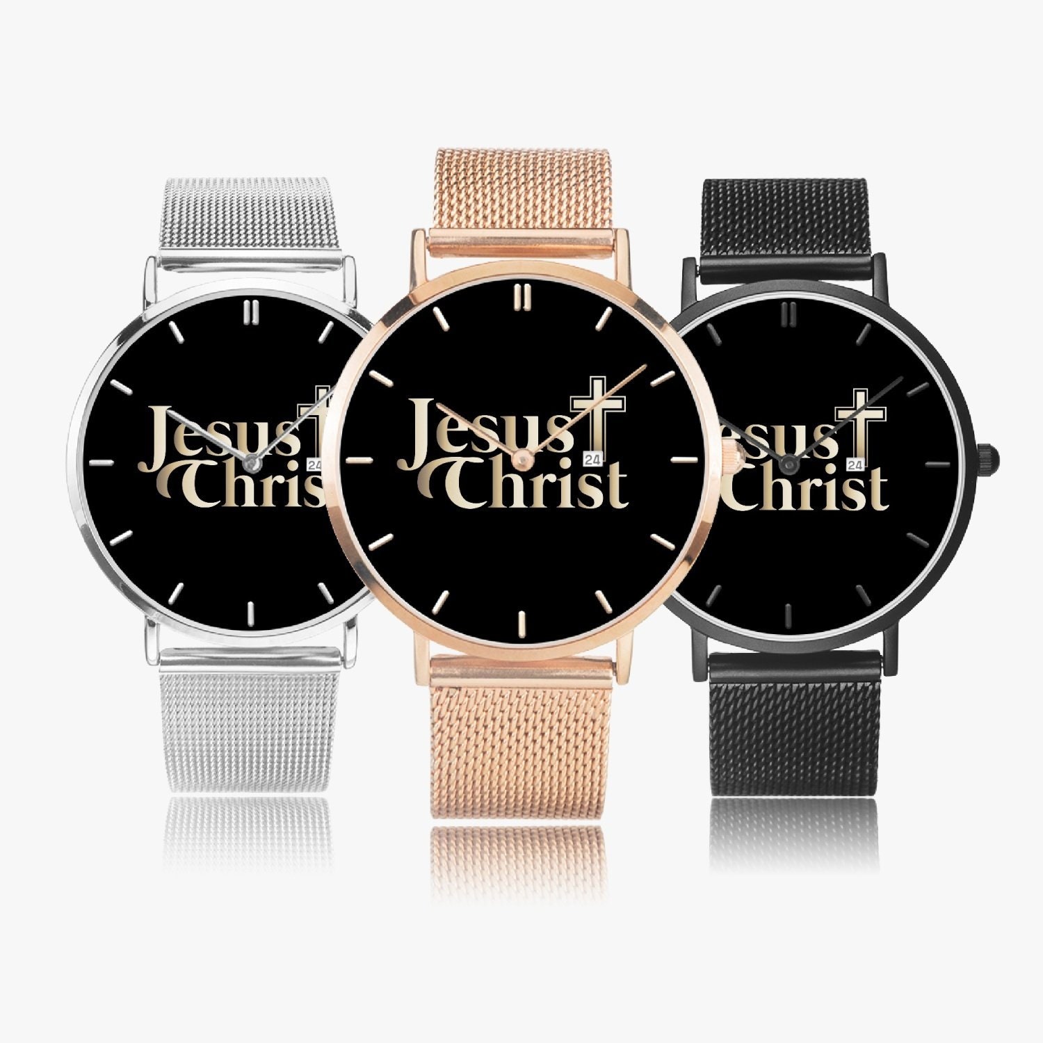Christian Unisex Wristwatch multi Sizes & Color W/ Calendar Jesus ...