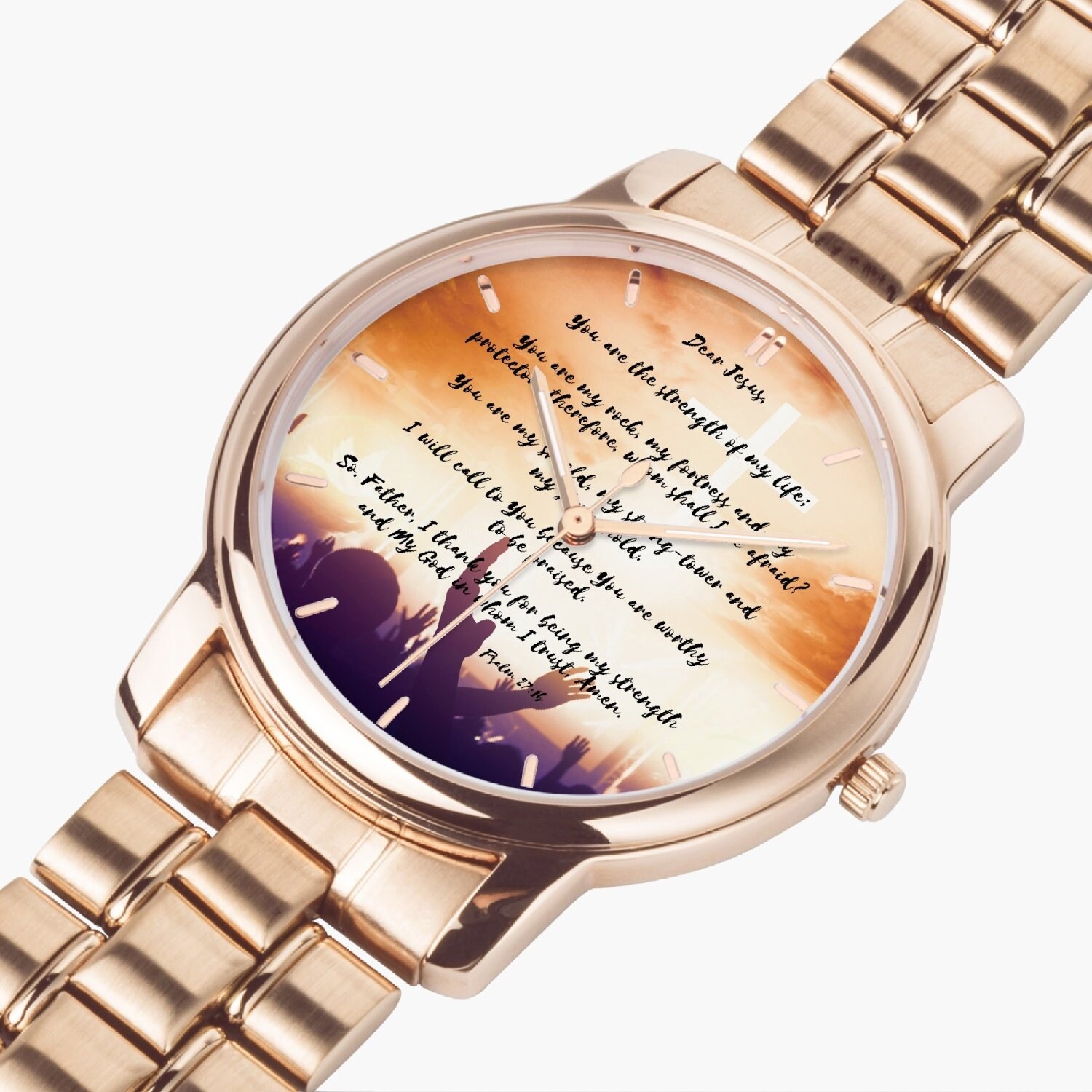 Prayerforstrength Stainless Steel Quartz Watch folding Clasp Type ...