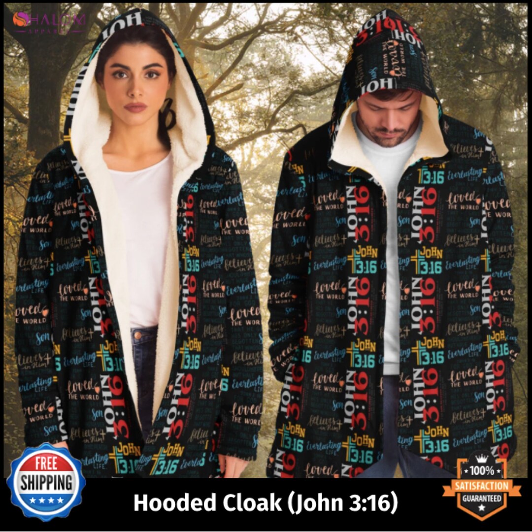 Hooded Cloak john 3:16 Scripture, Verse, Quotes, & Jesus Unisex Hoodie ...