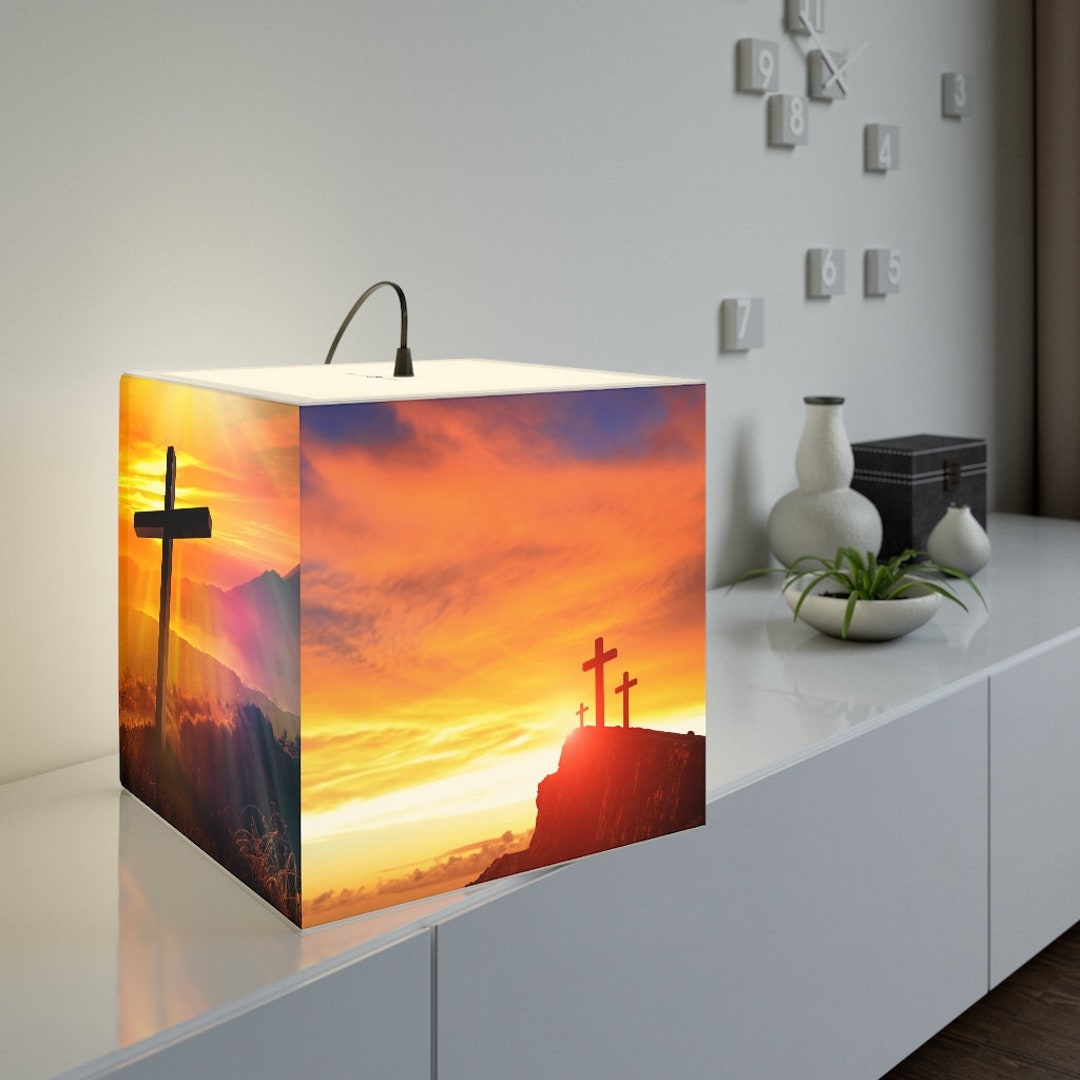 Cross Cube Lamp Christian Light Home Decor Jesus Lamp Gift for ...
