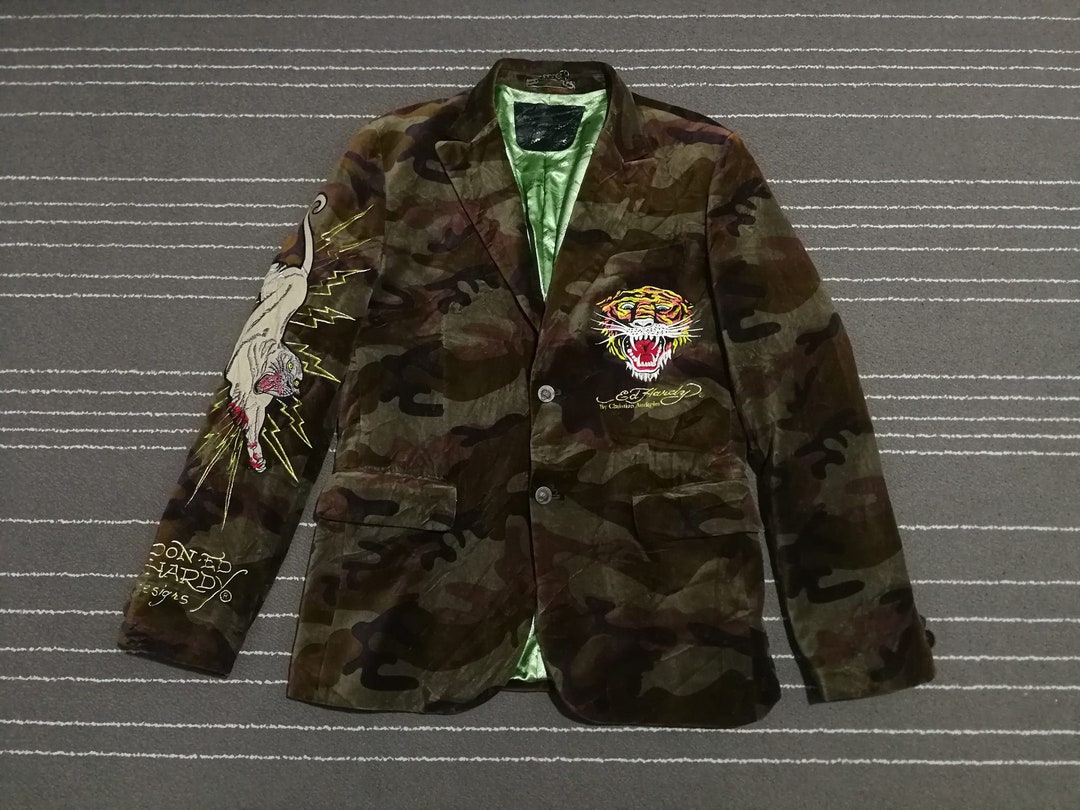 Ed Hardy by Christian Audiger Army Blazer S - Etsy
