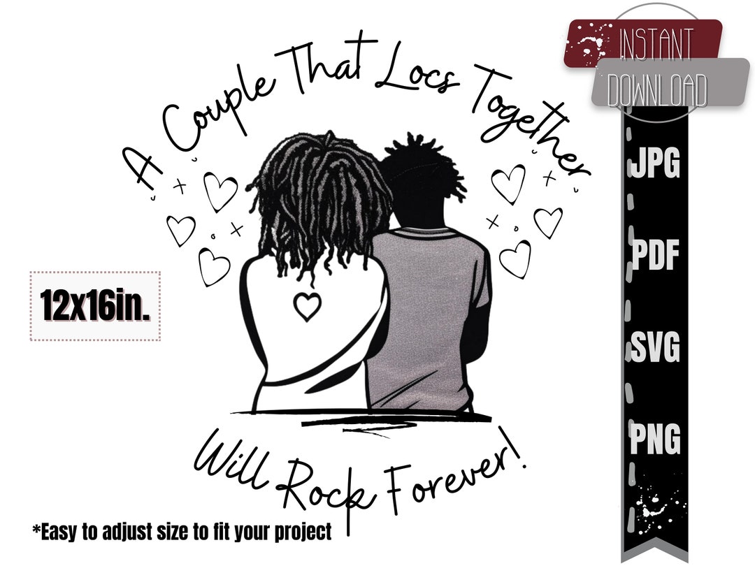 Black Couple SVG, Black Love Art, Locs Png, Black Couple Gift, Black ...
