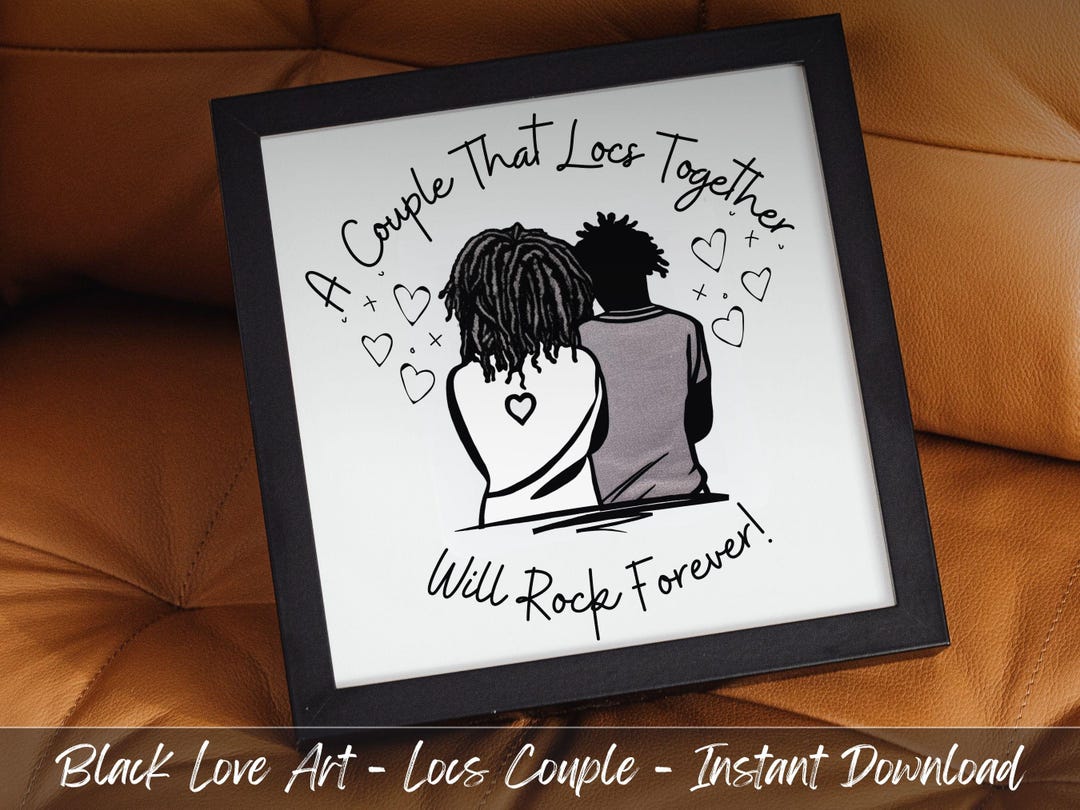 Locs Love Line Art, Black Couple With Locs Printable, A Couple That ...