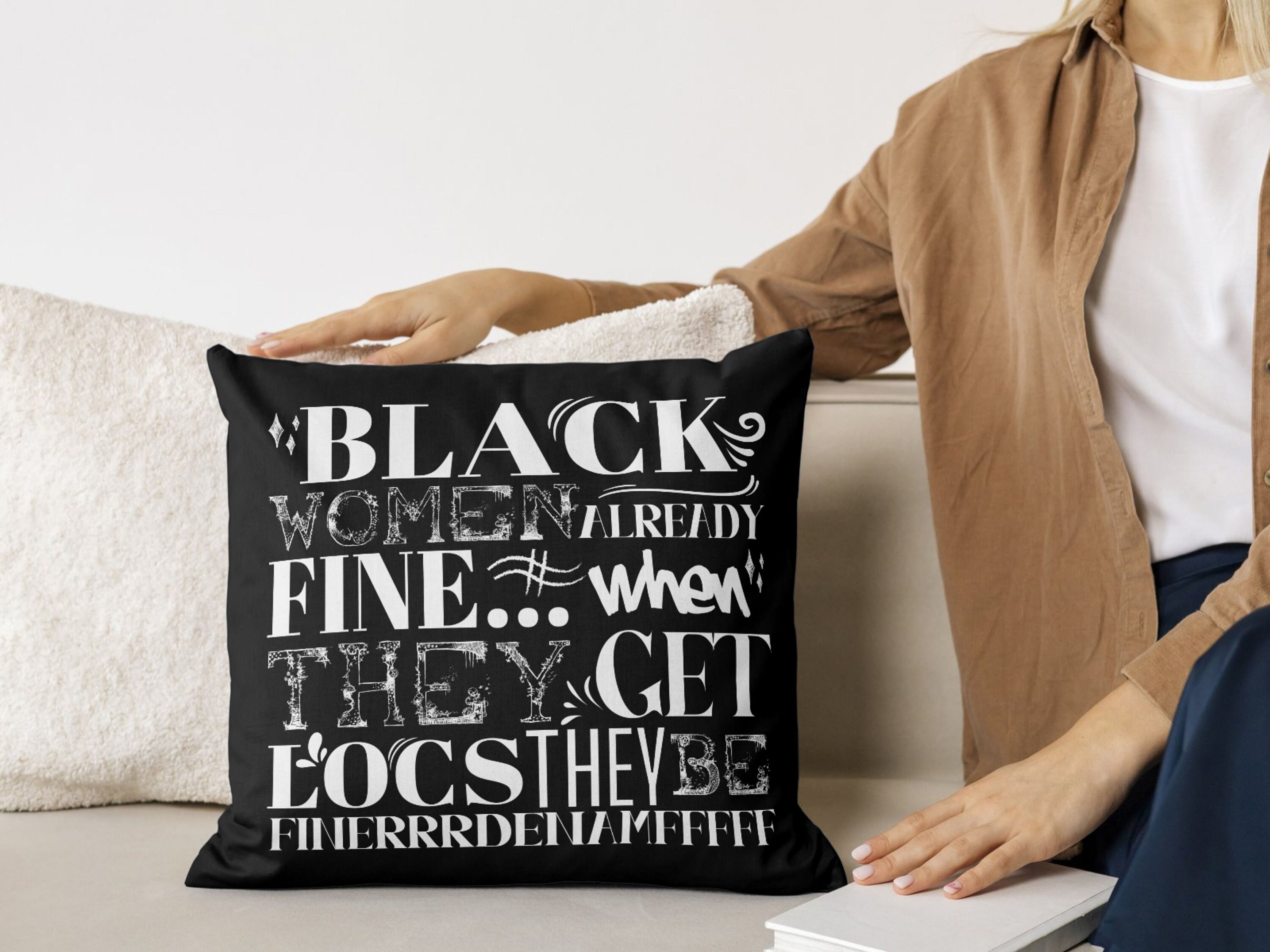 Black Woman Locs Design Black & White Fonts, PNG PDF for Sublimation ...