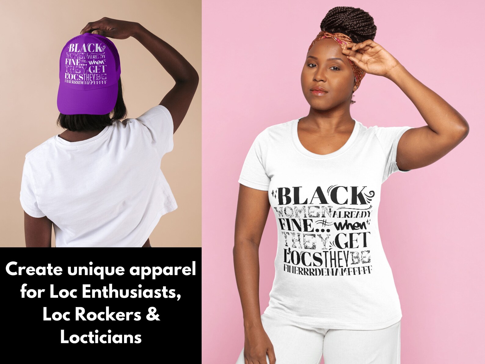 Black Woman Locs Design Black & White Fonts, PNG PDF for Sublimation ...