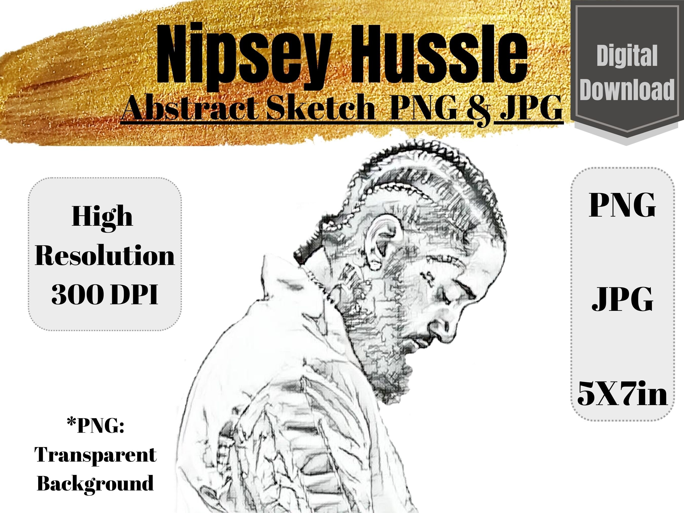 Remembering Nipsey Hussle Abstract Sketch Portrait Printable Download