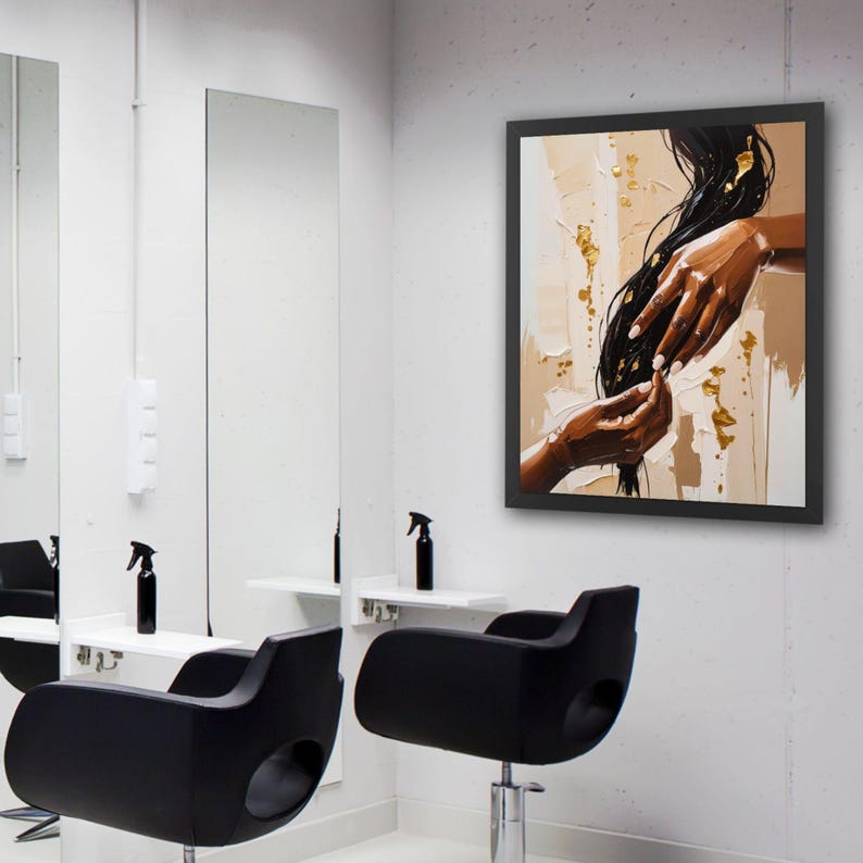 Hair Salon Wall Art Bundle | Black Women Hairstylist Prints | Neutral ...