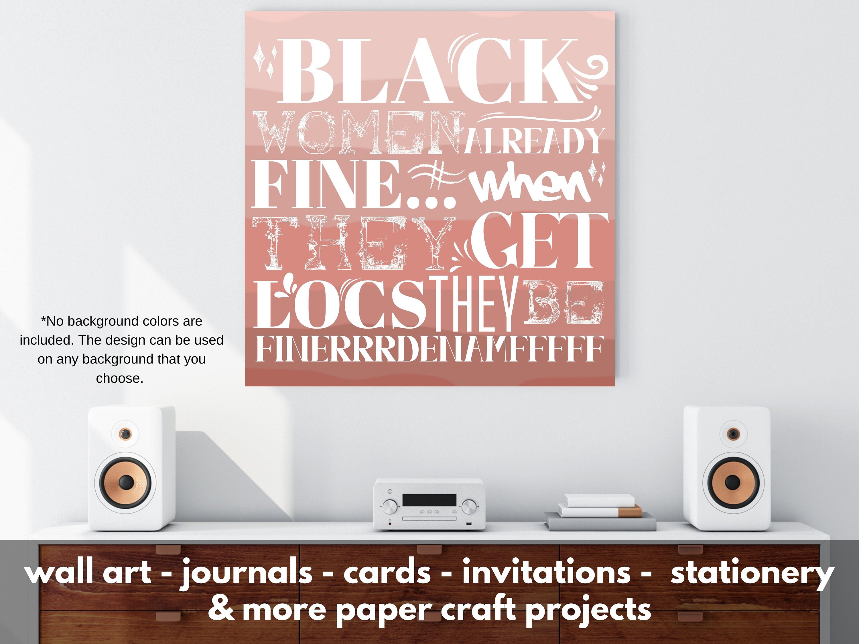 Black Woman Locs Design Black & White Fonts, PNG PDF for Sublimation ...