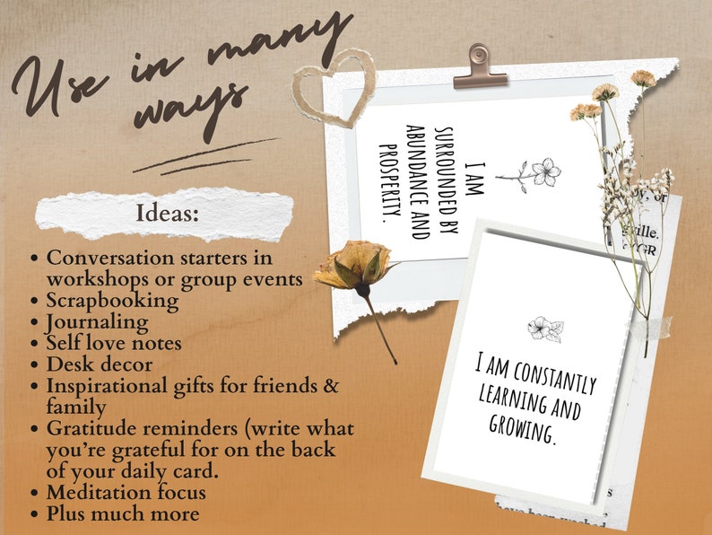 Printable Minimalist Floral Affirmation Cards, Black & White ...