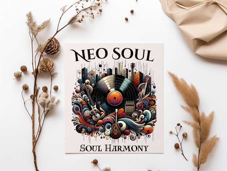 Eclectic Neo Soul Art Print, Colorful Musical Instruments & Vinyl ...