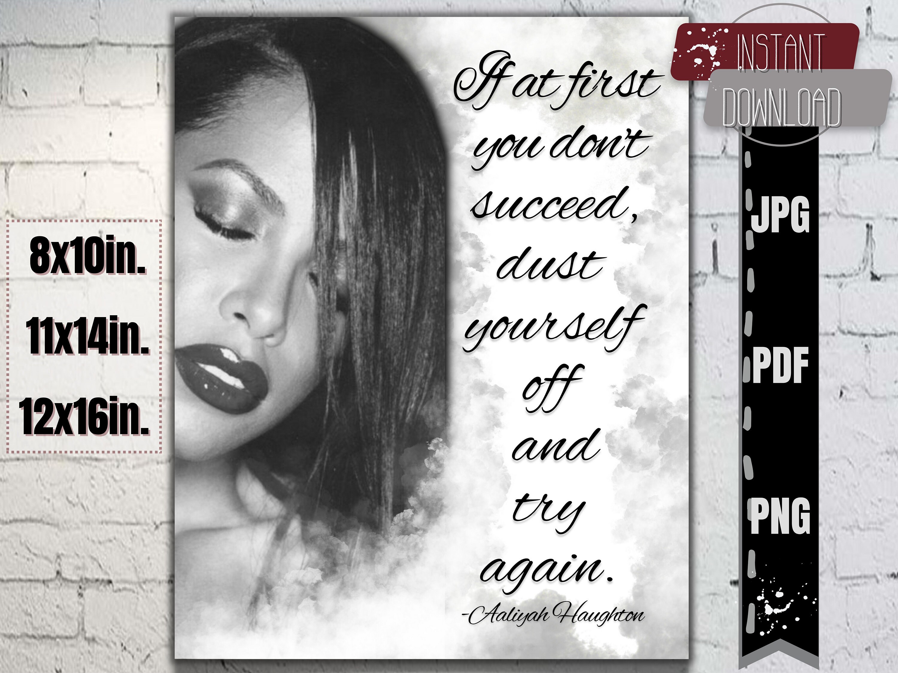 Aaliyah Png Picture With Song Lyrics Print Wall Art Decor for Home ...