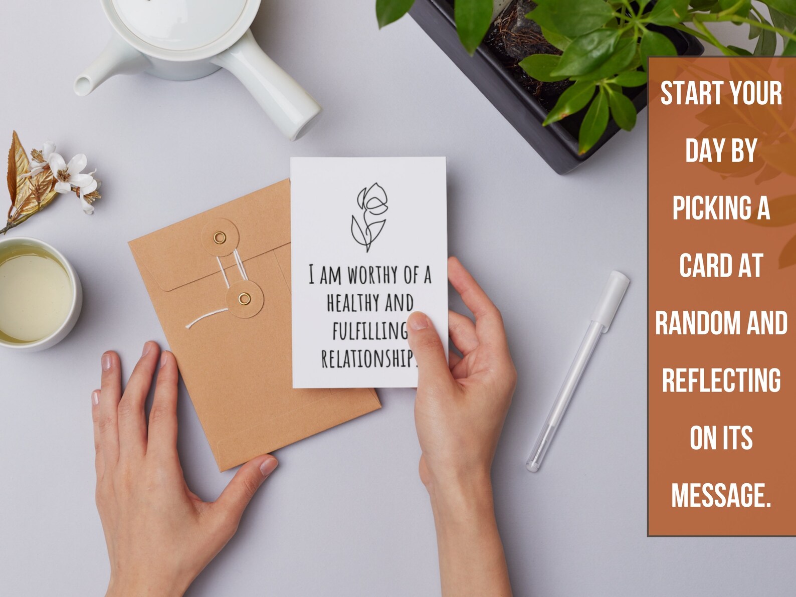 Printable Minimalist Floral Affirmation Cards, Black & White ...