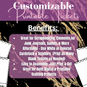 Ephemera Printable Scrapbooking Ticket Template PDF Download, Editable ...