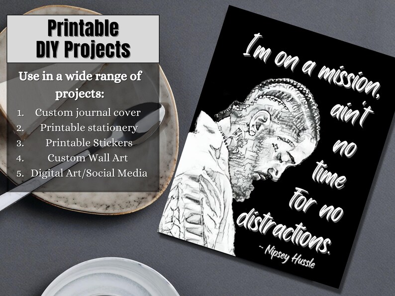 Inspirational Art Printable: Nipsey Hussle Abstract Portrait With ...