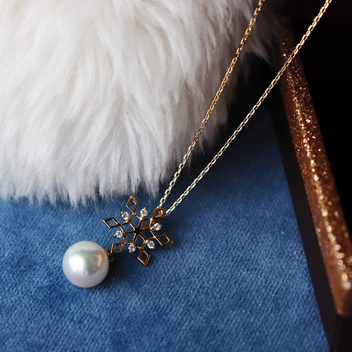 K18 Akoya Pearl DIA Diamond Necklace D0.06ct 6pcs - Etsy