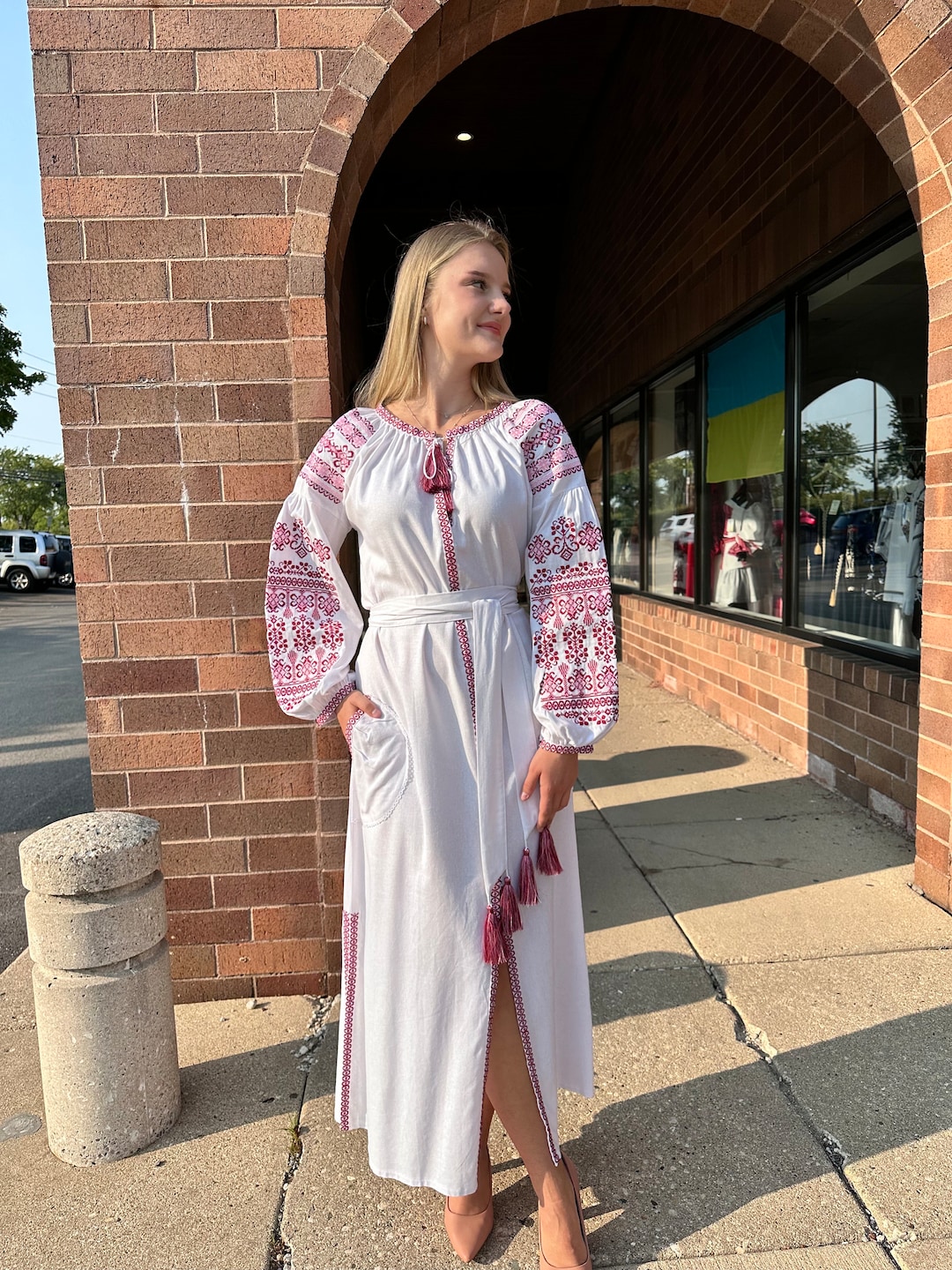 Ukrainian Dress With Embroidery, Vyshyvanka Dress Long Black Dress ...