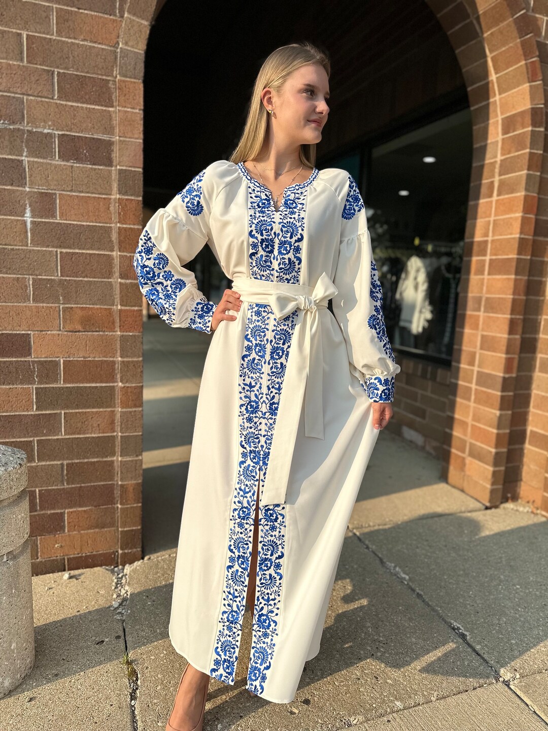 Ukrainian Dress With Embroidery, Vyshyvanka Dress Long Black Dress ...