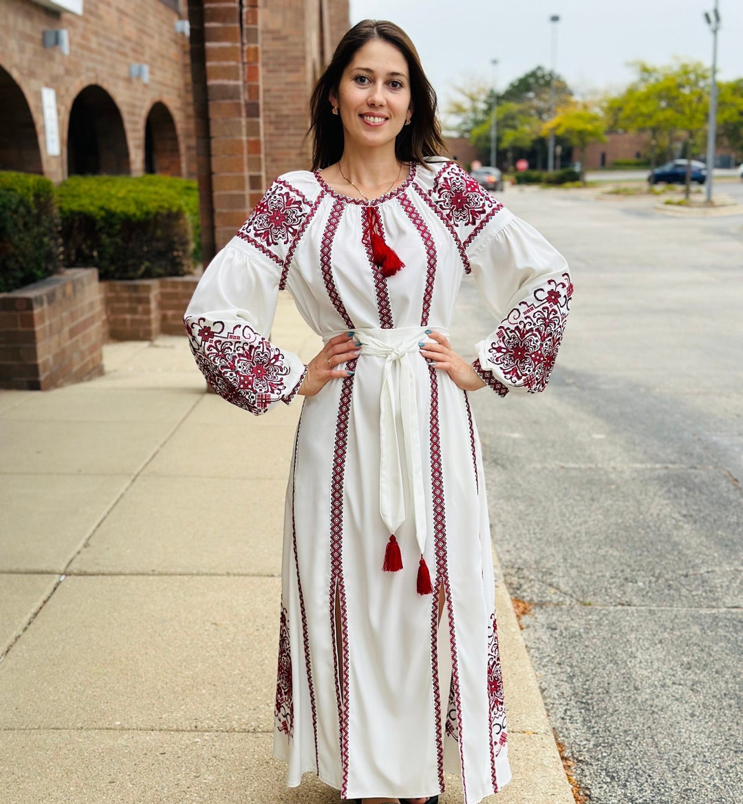 In USA NEW Dress Embroidered Dress Ukrainian Style Dress With ...