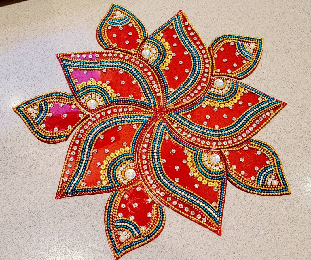 Acrylic Rangoli Muggu Hindu Temple Decoration Housewarning Wedding ...