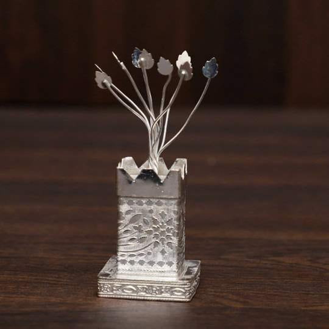 German Silver Tulsi Pot|german Silver Tulsi Plant for Pooja Gift| Home ...