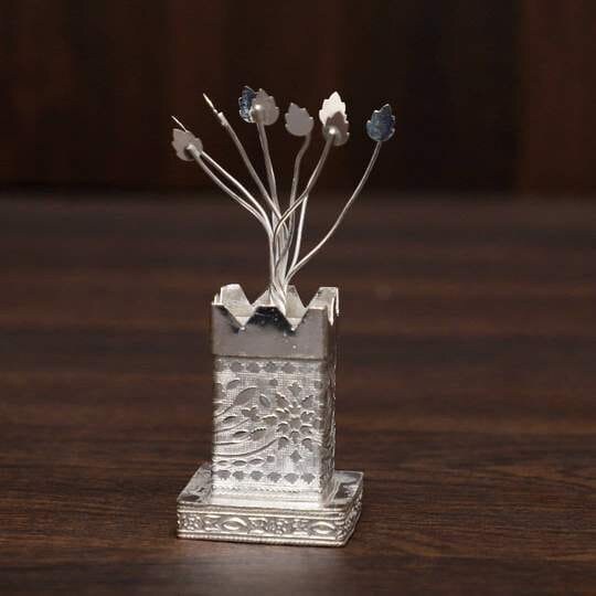 German Silver Tulsi Plant Pot | Pooja Decor, Krishna Nagri - Etsy