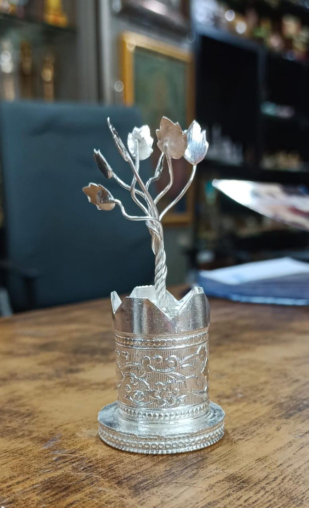 German Silver Tulsi Pot: Krishna Pooja, Temple Decor, Return Gift - Etsy