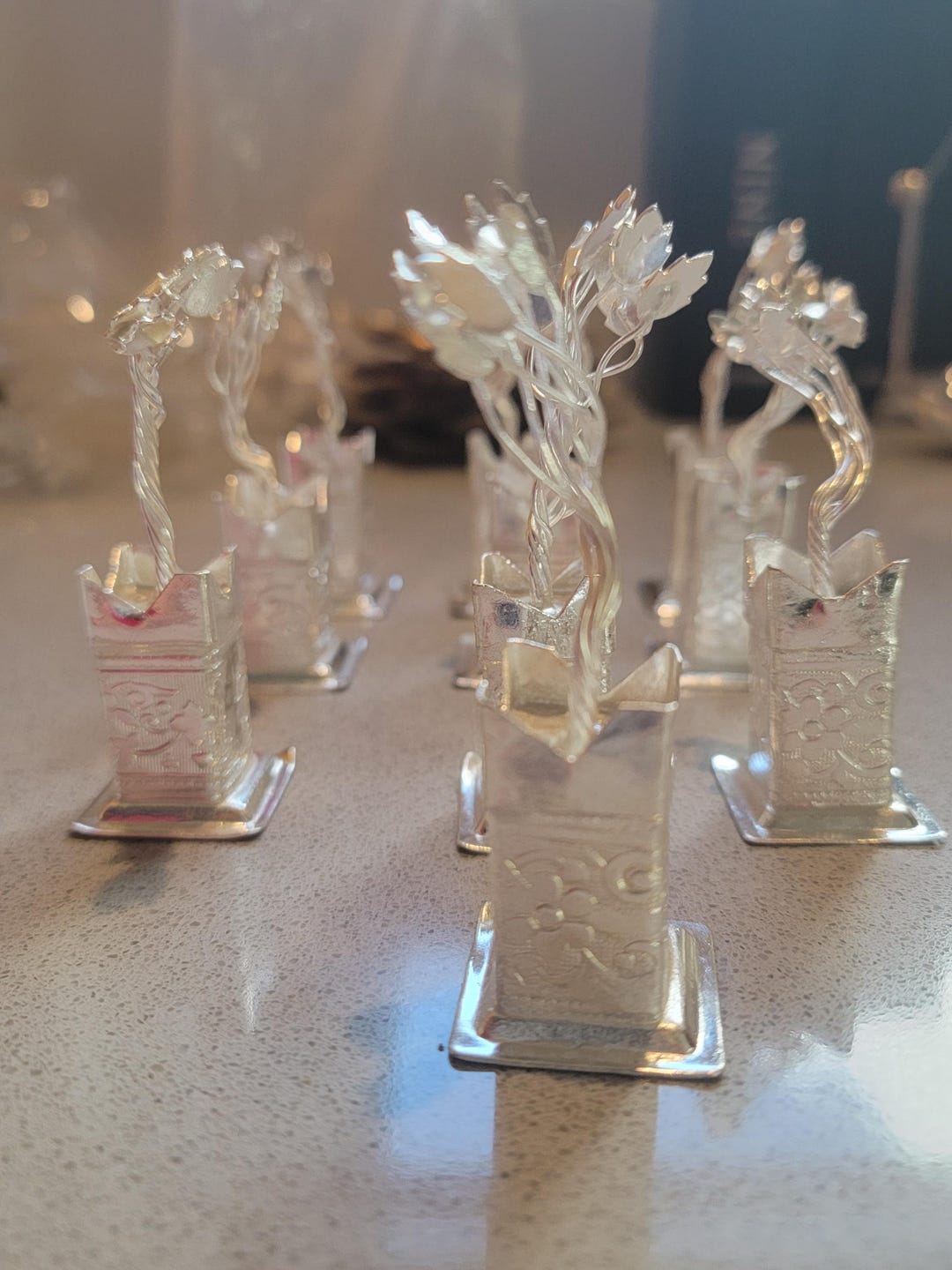 German Silver Tulsi Potgerman Silver Tulsi Plant for Pooja Gift Home ...