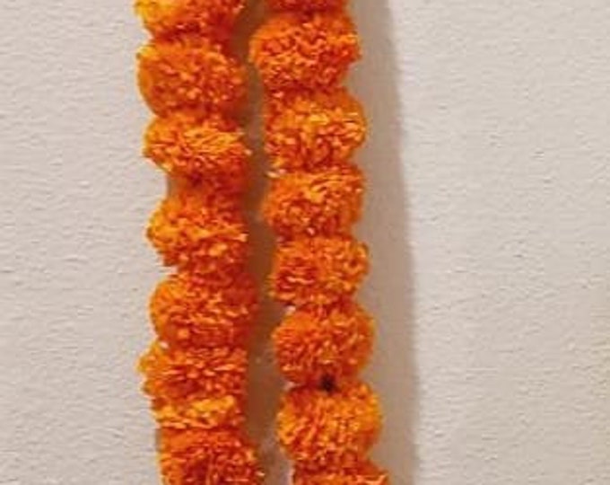 Marigold Jasmine Flower Garland With Bell| Ofrenda Fiesta| Diwali ...