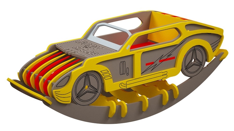 Race Car Rocking Horse, Suitable for Mass Production, Design for Laser ...