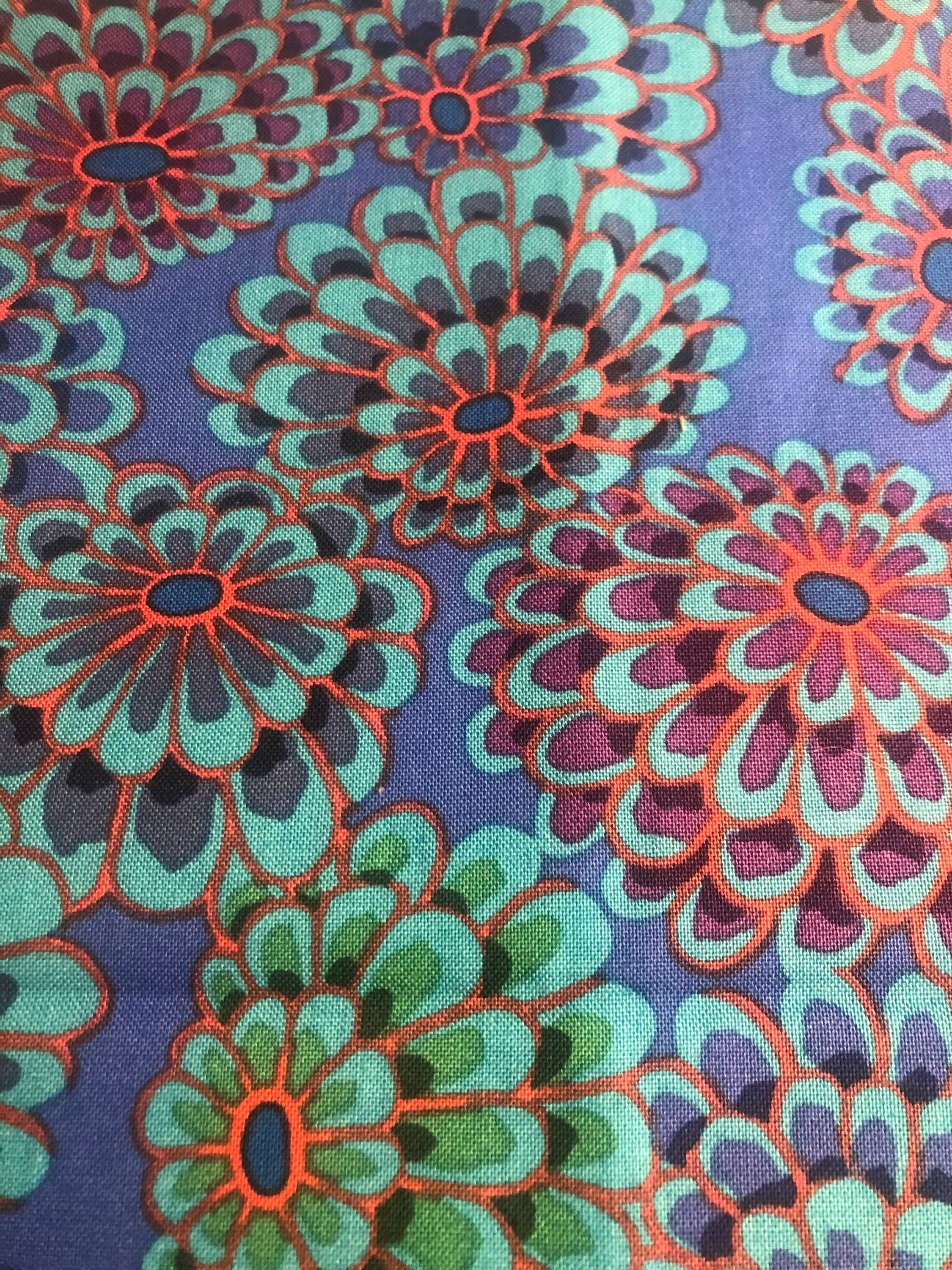 OOP Kaffe Fassett GP56 Floating Flowers Cobalt FQ - Etsy