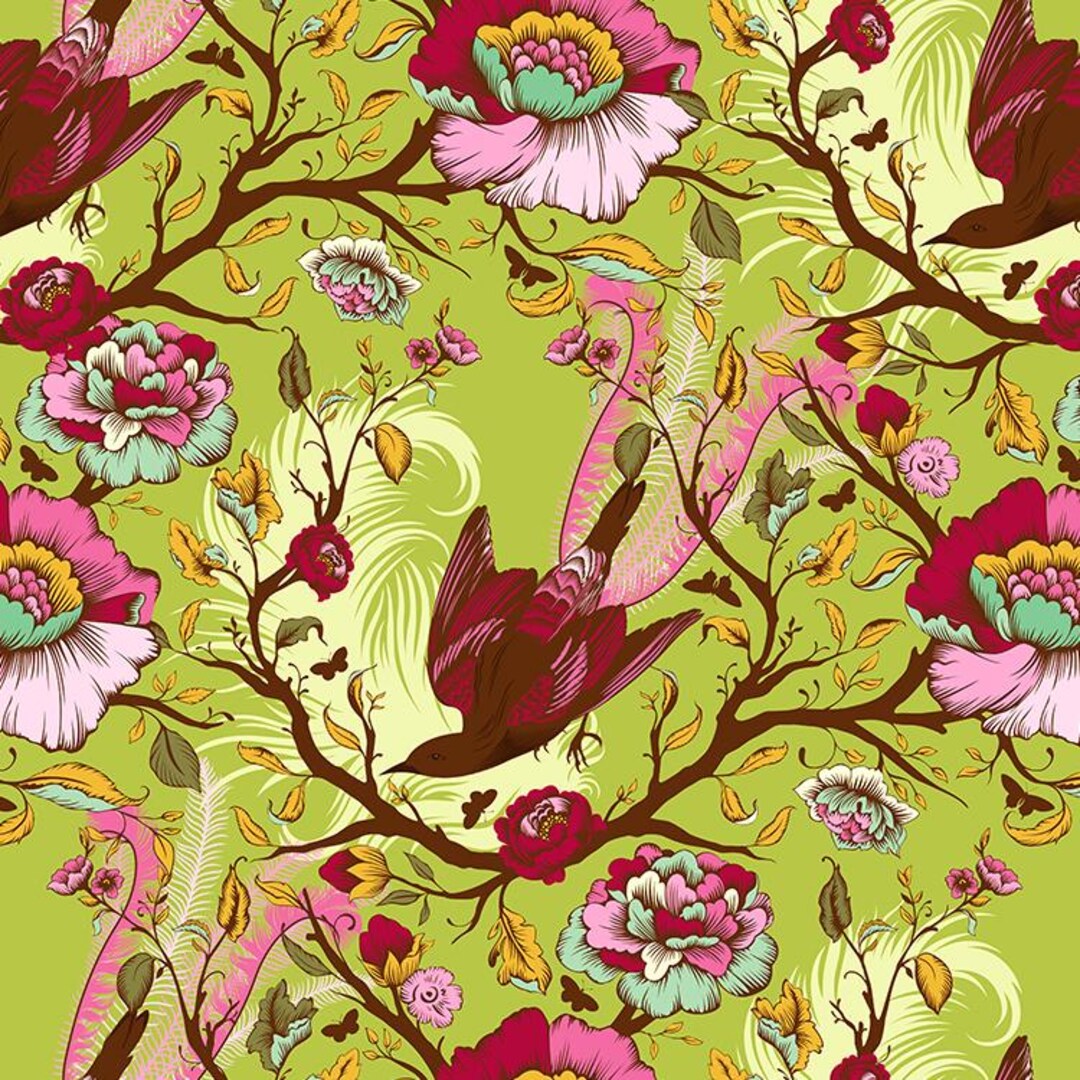 OOP Tula Pink Plume Swan Lake Tailfeathers Lime One Yard - Etsy Australia