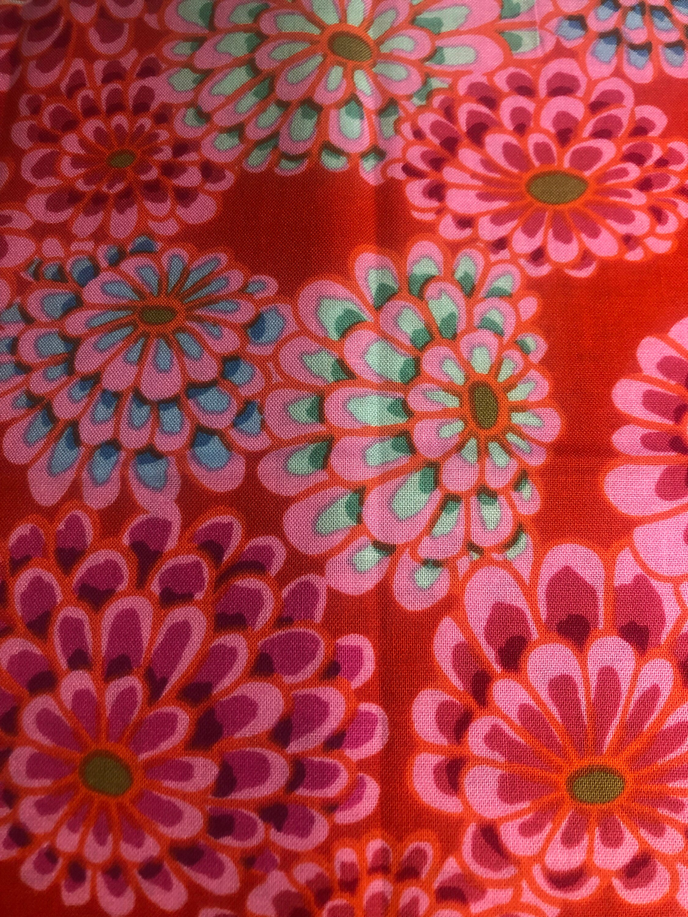 OOP Kaffe Fassett GP56 Floating Flowers Scarlet FQ - Etsy