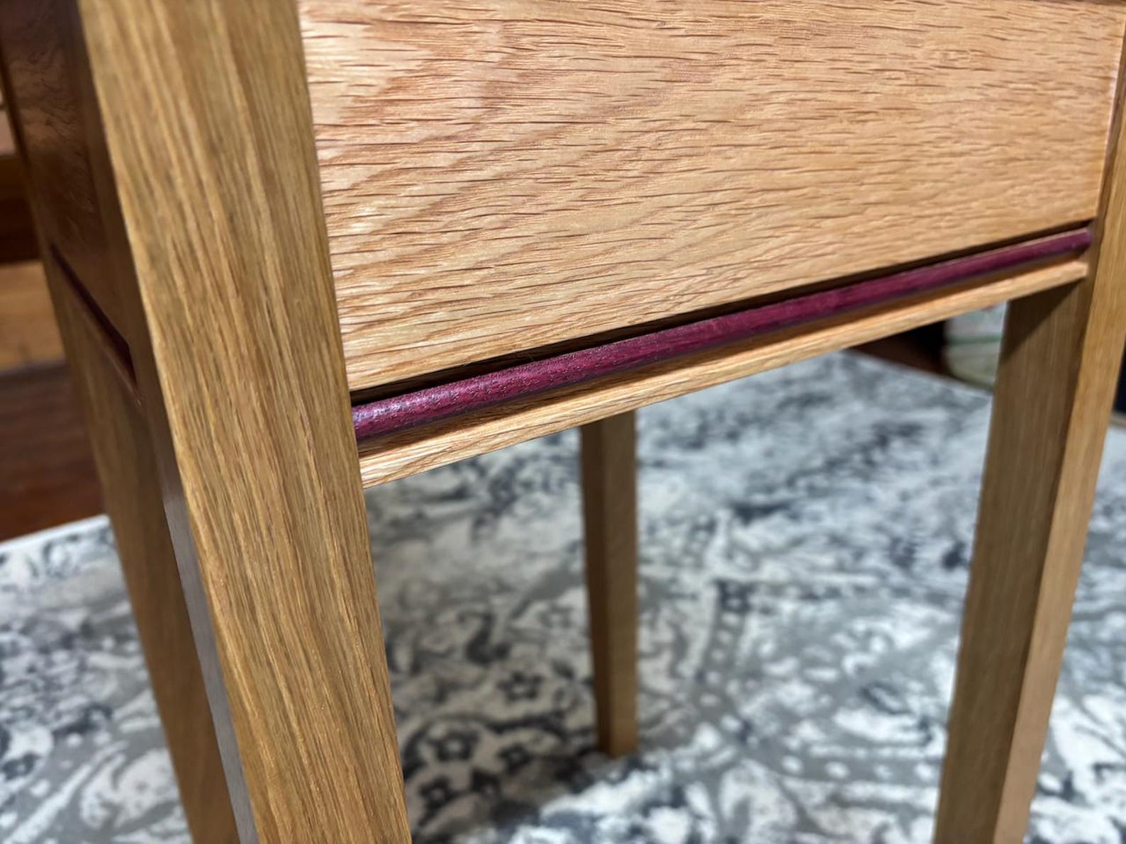 White Oak Table With Purple Heart Inlay - Etsy