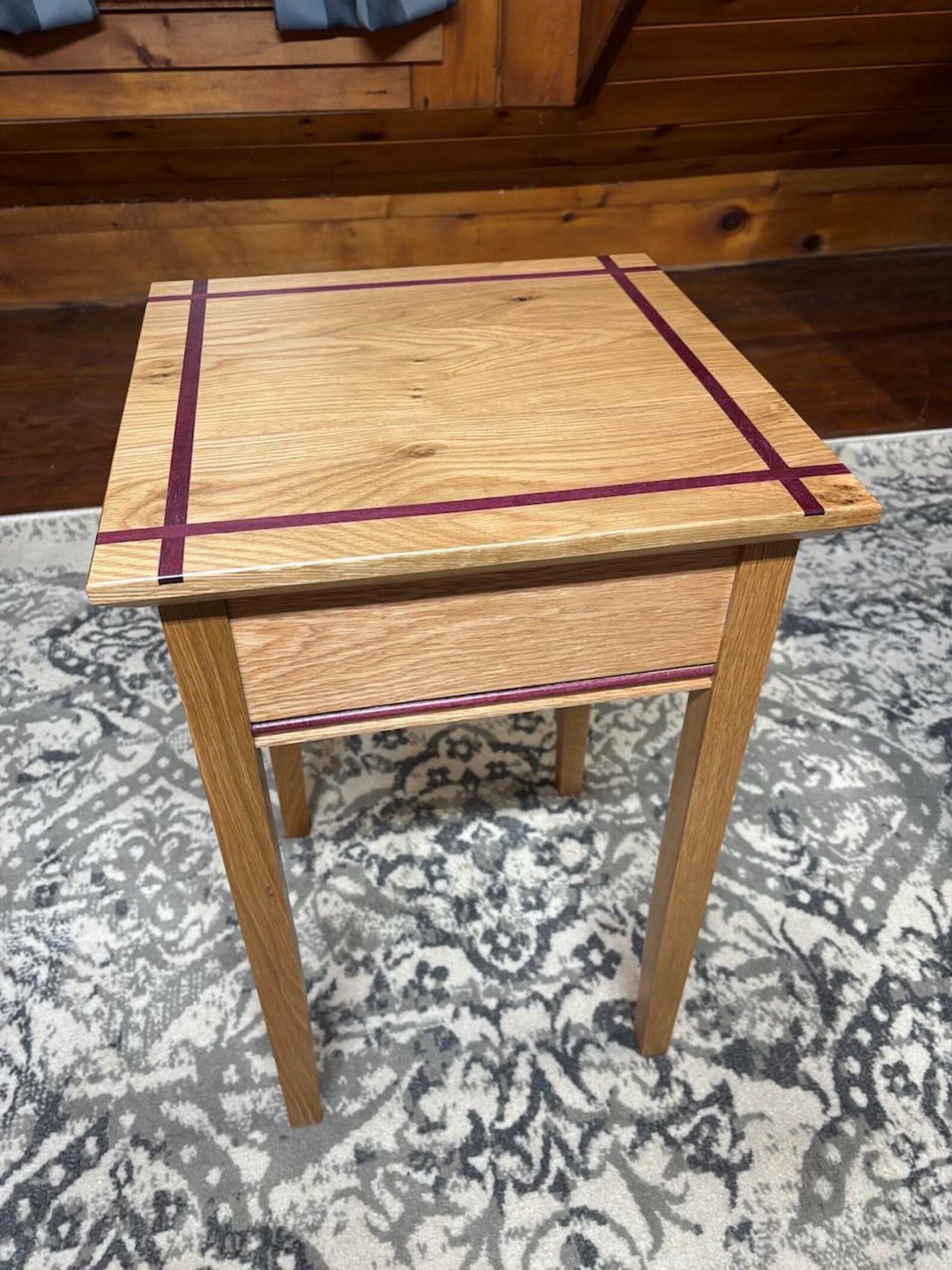 White Oak Table With Purple Heart Inlay - Etsy