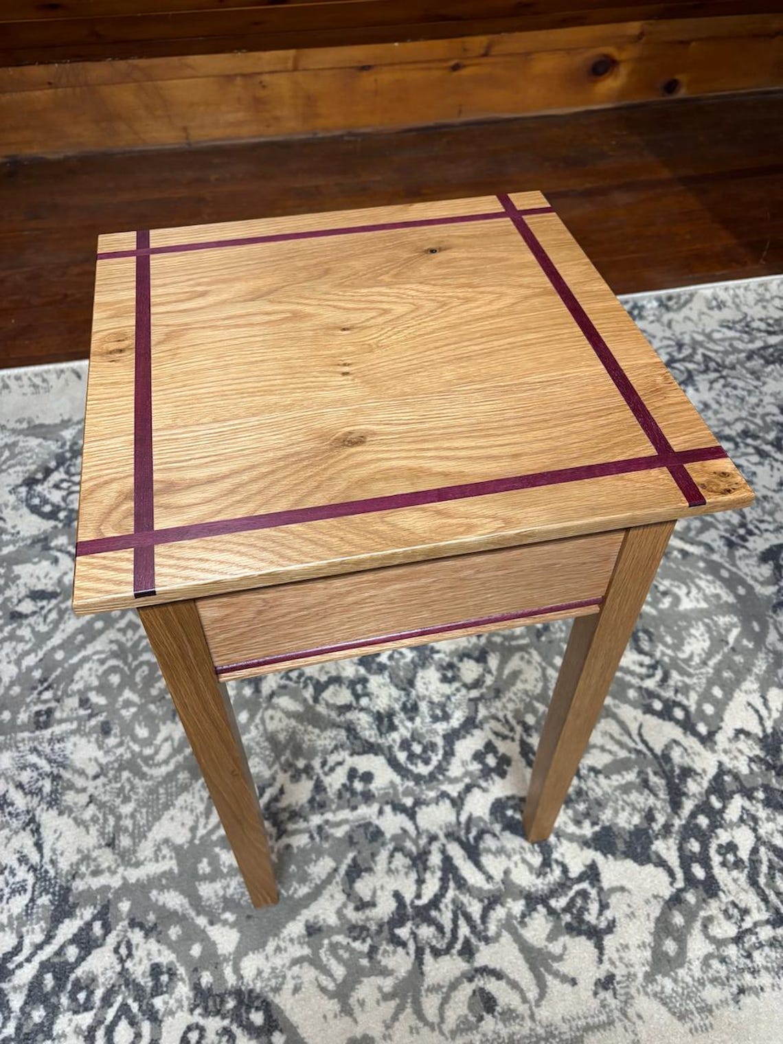 White Oak Table With Purple Heart Inlay - Etsy