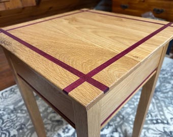White Oak Table With Purple Heart Inlay - Etsy