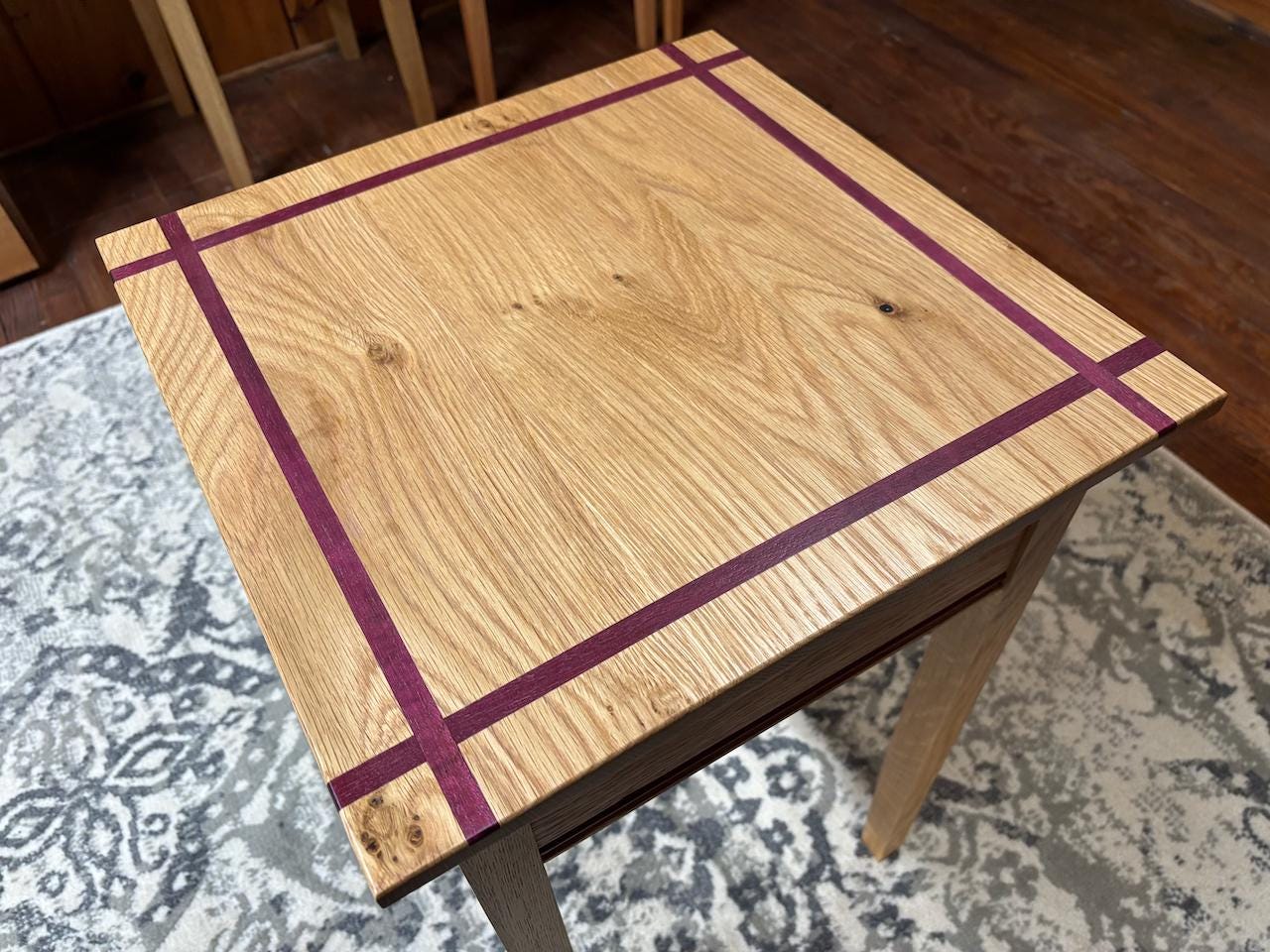 White Oak Table With Purple Heart Inlay - Etsy