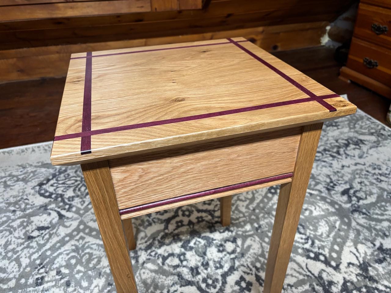 White Oak Table With Purple Heart Inlay - Etsy