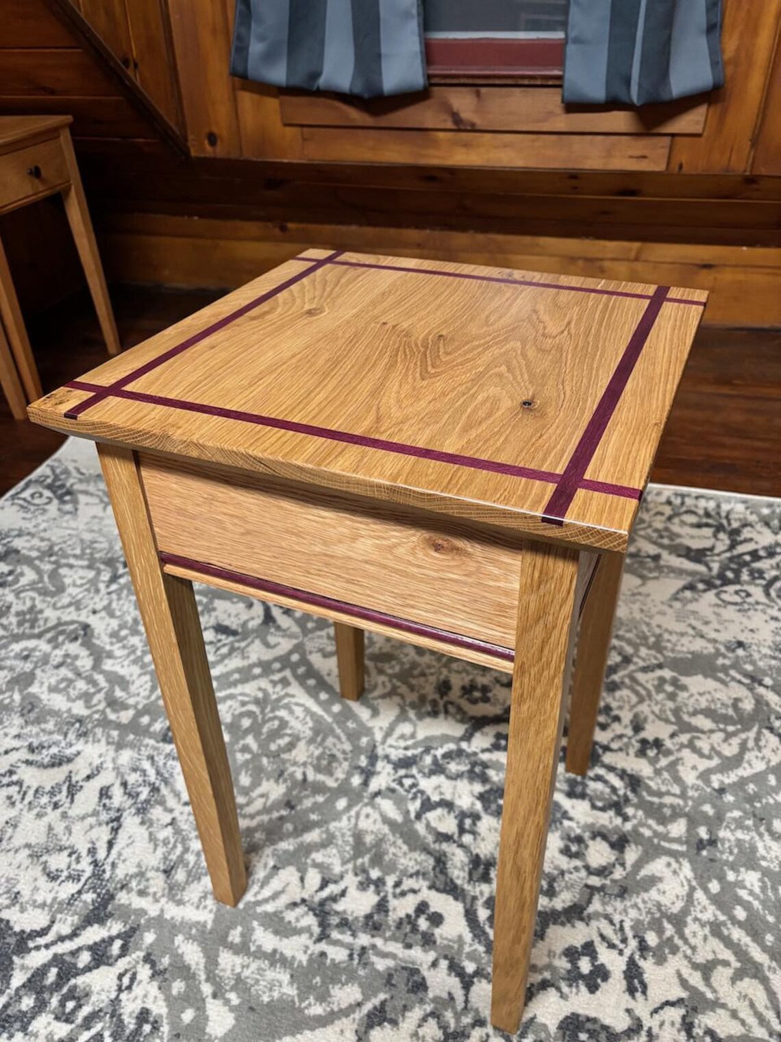 White Oak Table With Purple Heart Inlay - Etsy
