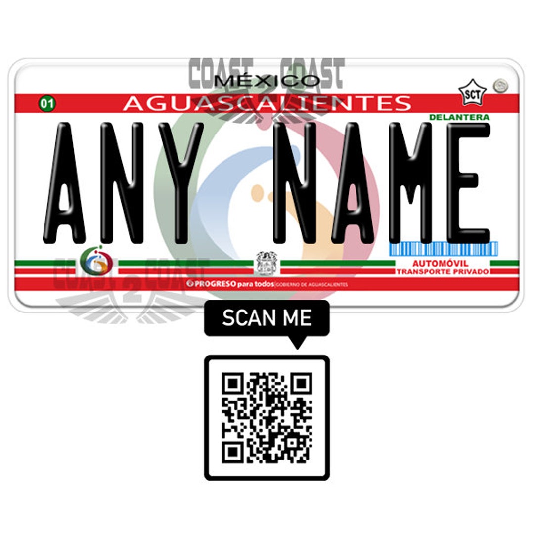 Aguascalientes Mexico License Plate 01 Placa Mexican - Etsy