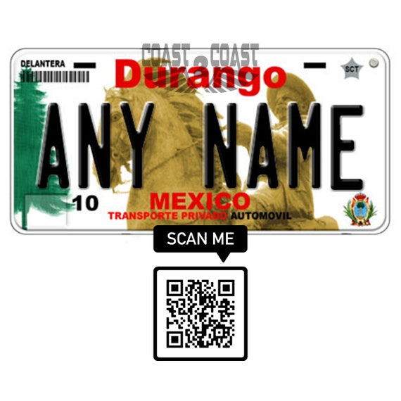 Durango Mexico License Plate 01 - Etsy